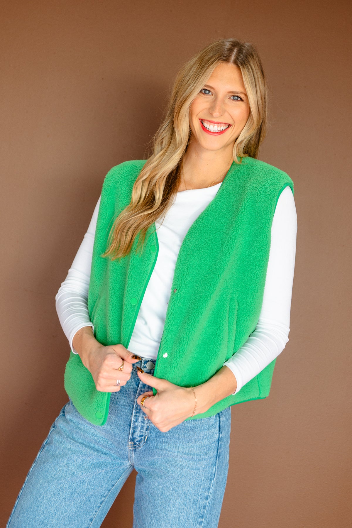 Ella Fuzzy Vest - Leaf Green — MyEllement Boutique