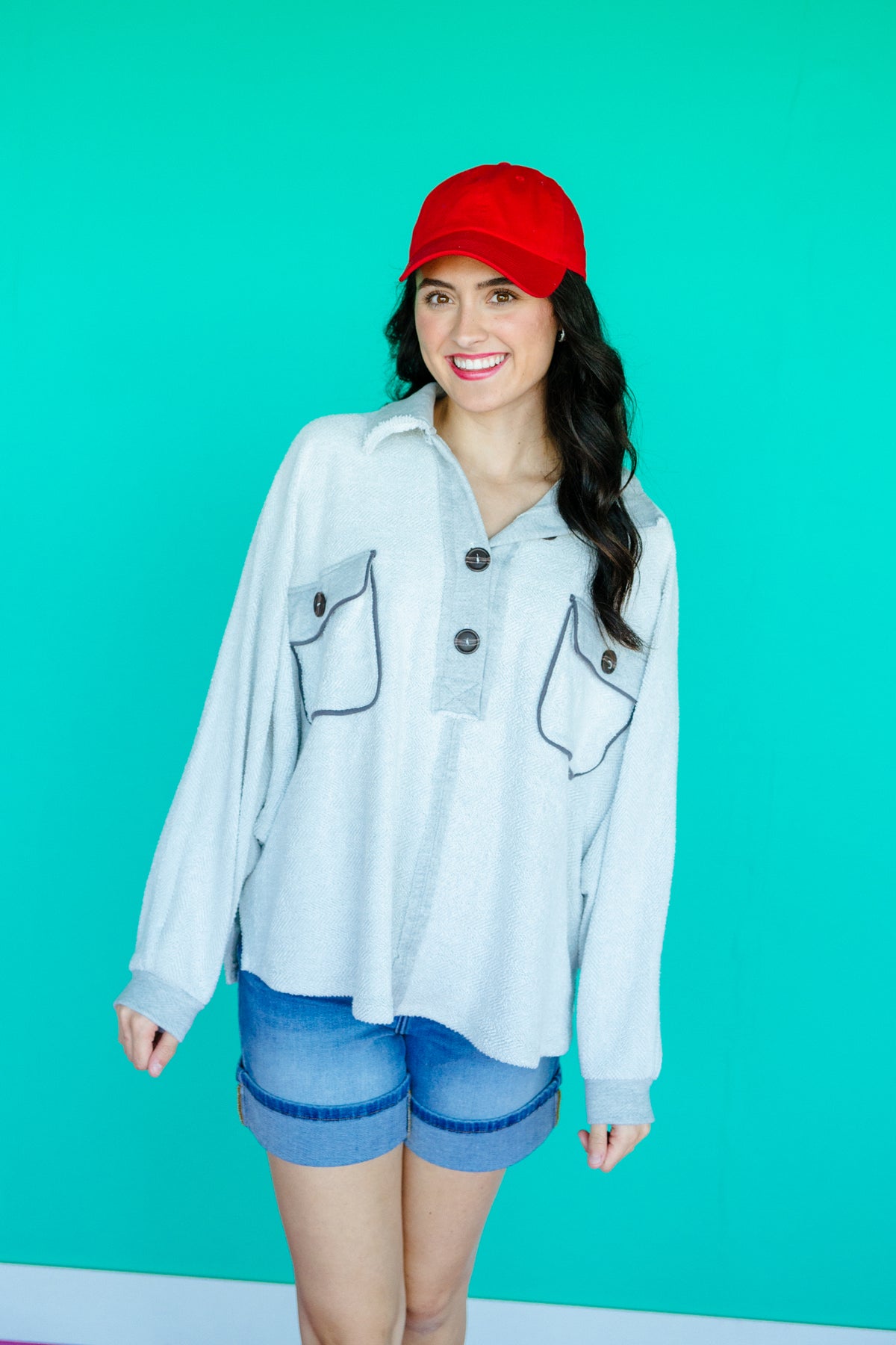 Jayla Oversized Terry Top - Dove Grey — MyEllement Boutique